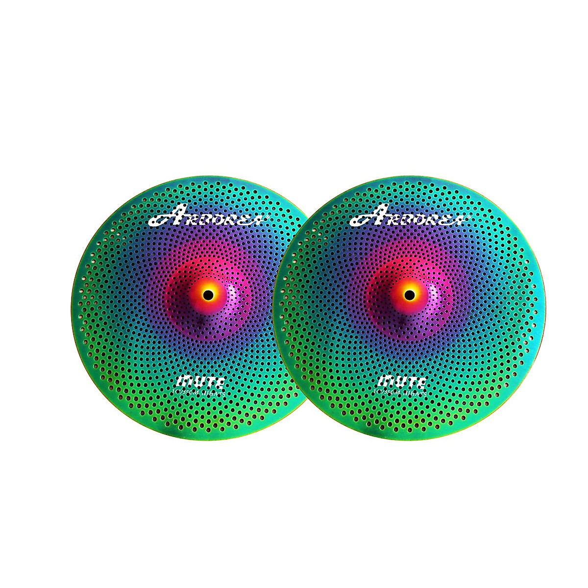 Arborea Mute Cymbal Set Low Volume Cymbal Pack 14"hi-hat+16"crash+18"crash+20"ride 5 Pieces Rainbow Drummer Practice Cymbal