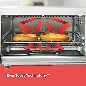 BLACK+DECKER 1150 Watts Crisp N Bake Countertop Small Air Fryer 4 Slice Toaster Pizza Oven Broiler with Timer and 5 Heat Functions, Gray