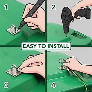 PIYAU Stainless Steel Rope+ PVC Trash Can Lid Locks (2), Garbage Trash Can Locks for Bear Animals Proof, Prevent Being Blown Over by The Wind