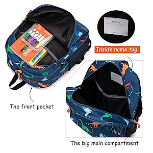 JinBeryl Toddler Backpack Boys, 12 Inch Kids Backpack for Preschool or Kindergarten, Dinosaur Navy Blue