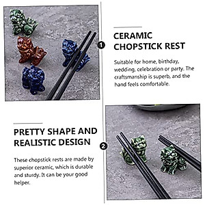 BESTonZON 10 pcs Statue Holders Brave Ceramic Table Kitchen Home Decors Green Animals Spoon Chopstick Knife Dining Troops Writing Calligraphy Luck Figurine Fork Rests Desktop Holder Lovely