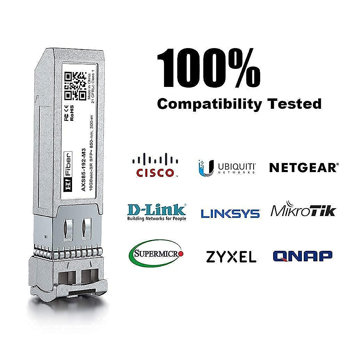 2 Pack 10G SFP+ SR Transceivers with 1m OM3 LC to LC Fiber Patch Cable, SFP+ to LC Multimode Module Compatible for Cisco SFP-10G-SR