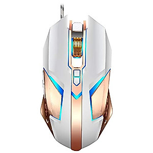 HUFAN T03 USB 3200DPI Four-Speed Adjustable Custom Macro Light Wired Optical E-Sport Gaming Mouse, Length: 1.5m(Black) (Color : White)