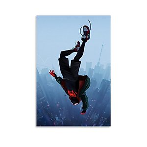 Queosmpei Miles Morales Jump Poster Canvas Wall Art Picture Print Painting for Home Wall Decor 16x24inch(40x60cm)