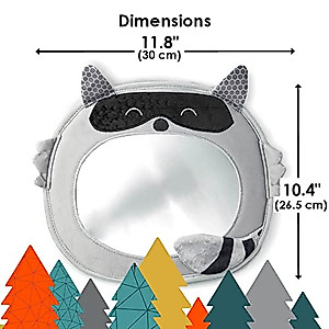 Diono Easy View Racoon Character Baby Car Mirror, Safety Car Seat Mirror for Rear Facing Infant, Fully Adjustable, Wide Crystal Clear View, Shatterproof, Crash Tested