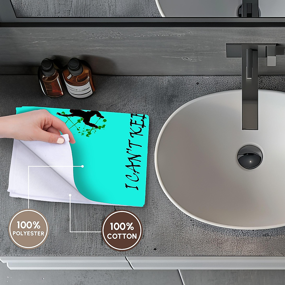 3D Rose I Cant Keep Calm its My bar Mitzvah. turquois. Saying TWL_210355_1 Towel, 15" x 22", Multicolor