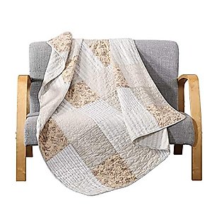 SLPR Country Lane Cotton Patchwork Quilted Throw - 50" x 60" | Farmhouse Lap Quilt for Couch and Bed