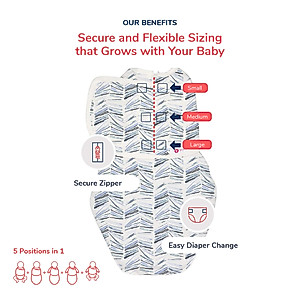 embé 2-Way Starter Baby Swaddle, 6-14 lbs, Newborn Swaddle Sack 0-3 Months, Zip & Velcro Swaddle 0-3 Months Baby Swaddles Wrap, Hip Healthy, Infant Swaddle - Angle Stripe