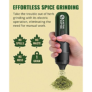 KactusKutter K1 Electric Spice Grinder Battery Powered Automatic Portable For Kitchen Herb Grinding - Holds up to 1 Gram (Shadowed Emerald)