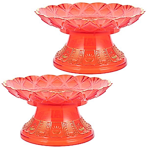 Veemoon 4pcs Blessing Use Decorative Rituals Holders Sacrifice Snack Food Decor Holder Serving Wedding Fruit Decoration Footed Plate Round Nuts Plates Containers Bowl Buddhist Offering S