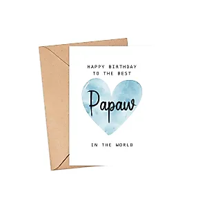 MoltDesigns Happy Birthday To The Best Papaw In The World Card - Papaw Birthday Card - Papaw Card - Father's Day Gift - Happy Birthday Card