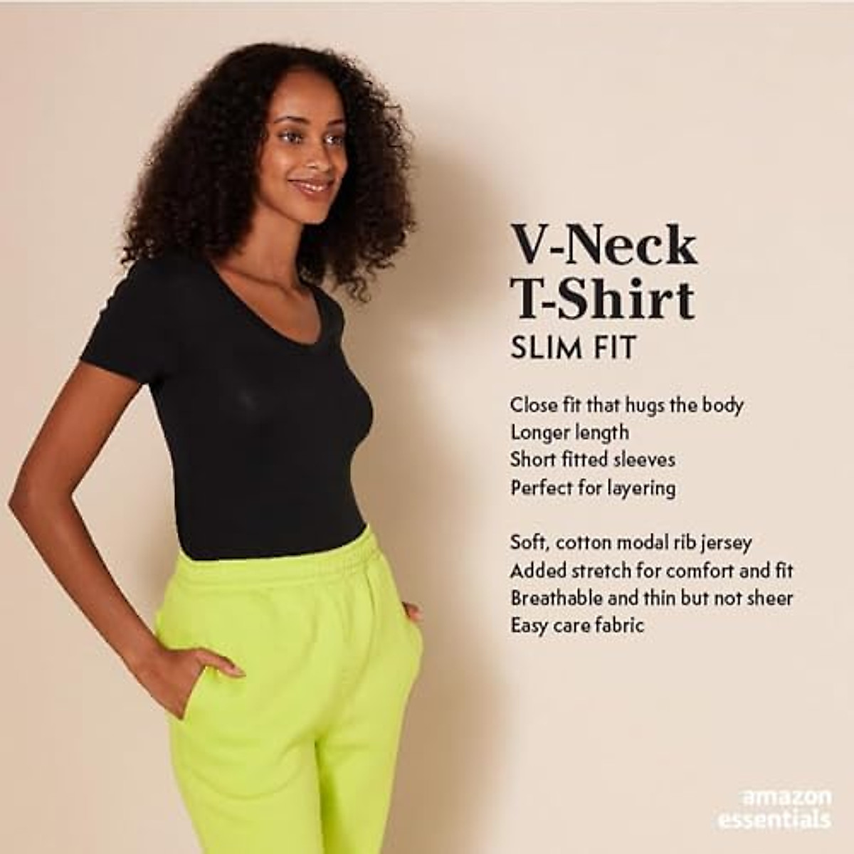 Amazon Essentials Women's Slim-Fit Short-Sleeve V-Neck T-Shirt, Pack of 2, Black, X-Large