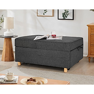SEJOV Sleeper Sofa Chair Bed,4-in-1 Convertible Sofa Bed Chair with 6 Adjustable Backrest and Pillow, 3-Seat Pull Out Sleeper Bed Linen Fabric Modern for Bedroom Small Space Living Room Office, Black