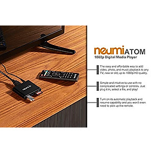 NEUMI Atom 1080P Full-HD Digital Media Player for USB Drives and SD Cards - with HDMI and Analog AV, Automatic Playback and Looping Capability