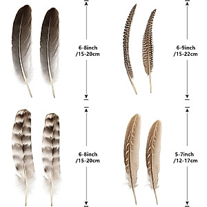 THARAHT 24pcs 4Style Natural Spotted Feathers Guinea Fowl Wing Feathers 6-8 inch Bulk for Craft Clothing Jewelry DIY Decoration Guinea Fowl Wing Feathers