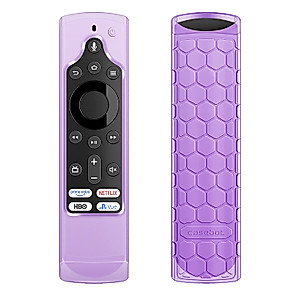 CaseBot Silicone Case for Amazon Insignia Smart HD Fire TV Voice Remote (2019) - Honey Comb Series [Anti Slip] Shockproof Cover Compatible with Element Smart Fire TV Voice Remote, Purple-Glow