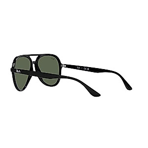Ray-Ban RB4376F Low Bridge Fit Aviator Sunglasses, Black/Dark Green, 57 mm