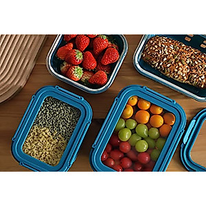 Balxajump[18 pieces 6-packs]Glass Food Storage Containers Mixed Set with Silicone Sleeve Airtight Lids for Lunch Box Meal Prep Microwave Oven Freezer Dishwasher Leak Proof Organization BPA-Free Green