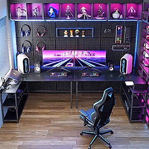 GreenForest 51 inch L Shaped Gaming Desk Small Reversible Corner Gaming Computer Desk with Storage Shelves for Home Office PC Workstation Laptop Table, Black