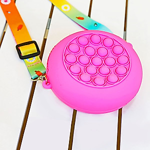 Pink Rainbow Pop Purse for Girls | Crossbody Shoulder Rainbow Pop Purse for Girls| Stress Relief Sensory Pop Purse| Party Favors for Girls| Pop Birthday Gifts