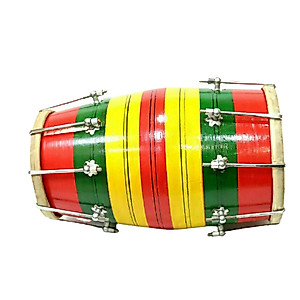 Generic IndienKultur Musical Instrument Wooden Nut & Bolt Small Size 12 Inch Baby Dholak For Kids