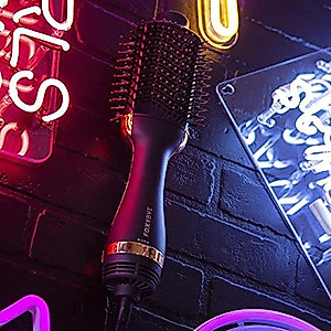 FoxyBae Hair Dryer Brush - 60mm, Rose Gold-Black, Ceramic, Tourmaline, for All Hair Types, Salon-Grade, with Nylon and Boar Bristles, Hot Air Brush and Volumizer in One, 3 Temperature Settings