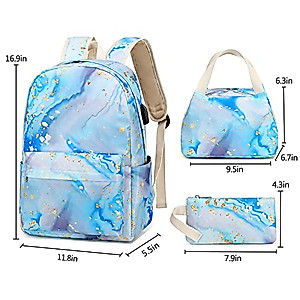 Natayoo Teen Girls School Backpack Kids Bookbag Set with Lunch Box Pencil Case Travel Laptop Backpack Casual Daypacks