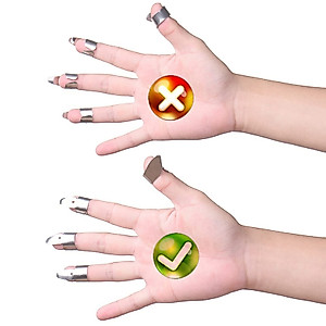 12pcs Adjustable Finger Thumb Picks Set Includes 8pcs Silver Stainless Steel Finger Picks and 4pcs Plastic Thumb Picks for Guitar Banjo Harp Bass Plectrum (Black)