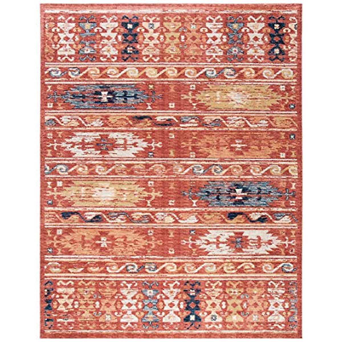 SAFAVIEH Charleston Collection Area Rug - 5'3" x 7'6", Rust & Ivory, Boho Distressed Design, Non-Shedding & Easy Care, Ideal for High Traffic Areas in Living Room, Bedroom (CHL421Q)