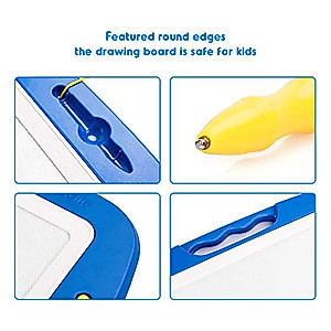 SGILE Large Magnetic Drawing Board - 4 Colors 16×13in Writing Painting Doodle Pad with 4 Stamps for Toddlers, Learning Educational Toy Etch Sketch Gift for 36+ Month Kids Girls Boys, Blue