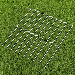 Soccer Net Pegs (Pack of 40 VALUE PACK) 5mm Heavy Duty Galvanised Steel - 9" Long Ground Fixing Stakes [Net World Sports]