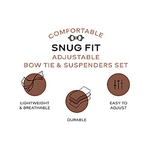 Man of Men Bowtie & Suspender Set - Beige Checkered Bowtie & Beige Suspenders - Boys Suspenders and Bow Tie Set