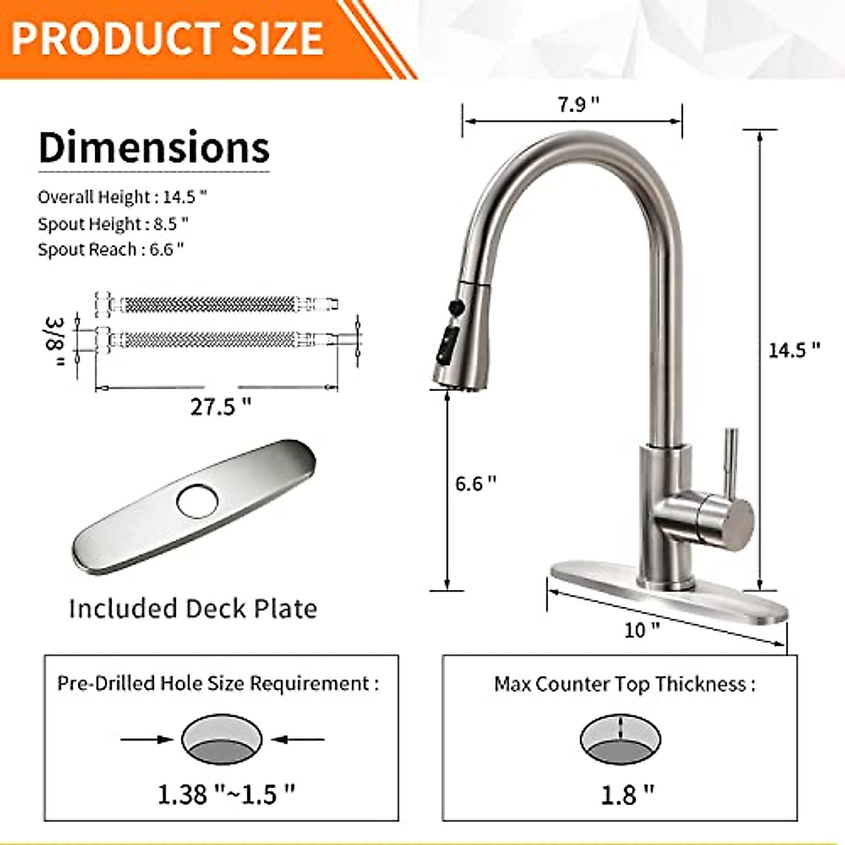 OWOFAN Kitchen Sink Faucet Brushed Nickel Bundles