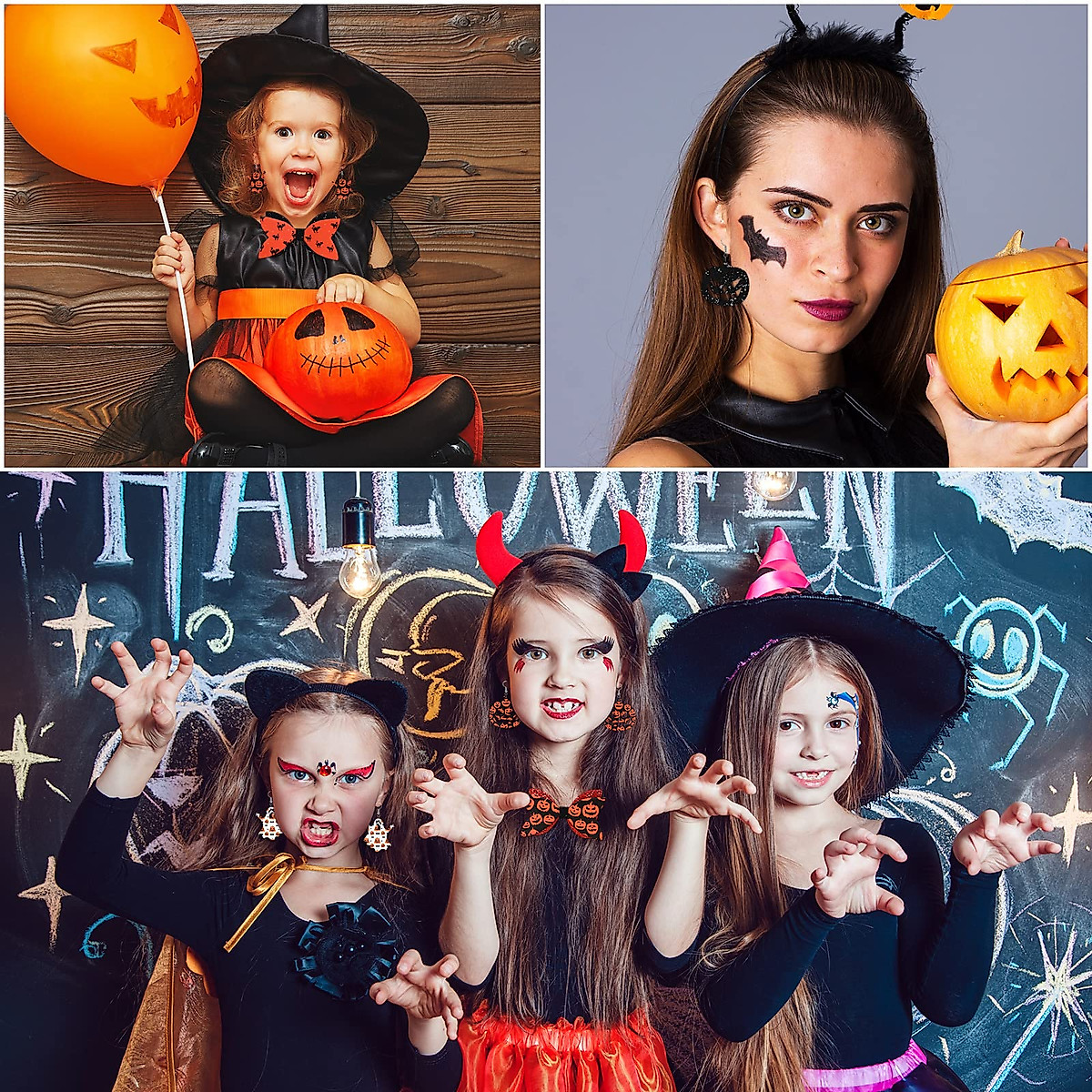 AnyDesign 14Pcs Fall Halloween Faux Leather Sheets Pumpkin Maple Leaf Black Cat Bat Stripe Dot Printed Synthetic Leather Fabric Glitter Orange Red Leather for Autumn Halloween DIY Craft, 6.3 x 8.3"