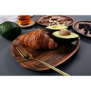 Top Plaza Walnut Wood Serving Tray Plates for Snacks Bread Fruit Wood Storage Irregular Wooden Platters Dinner Dish Wood Art Decors for Kitchen Counter Living Room Party Housewarming Gifts #2