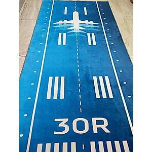 Generic Runway Rug,Track Rug,Aircraft Rug,Aviation Carpet,Airport Rug,Plane Rug,Runway Area Rug,Floor Area Rug,Racing Track Rug,Road Pattern Rugs RM1205.0 60x100Cm//23x39 inch