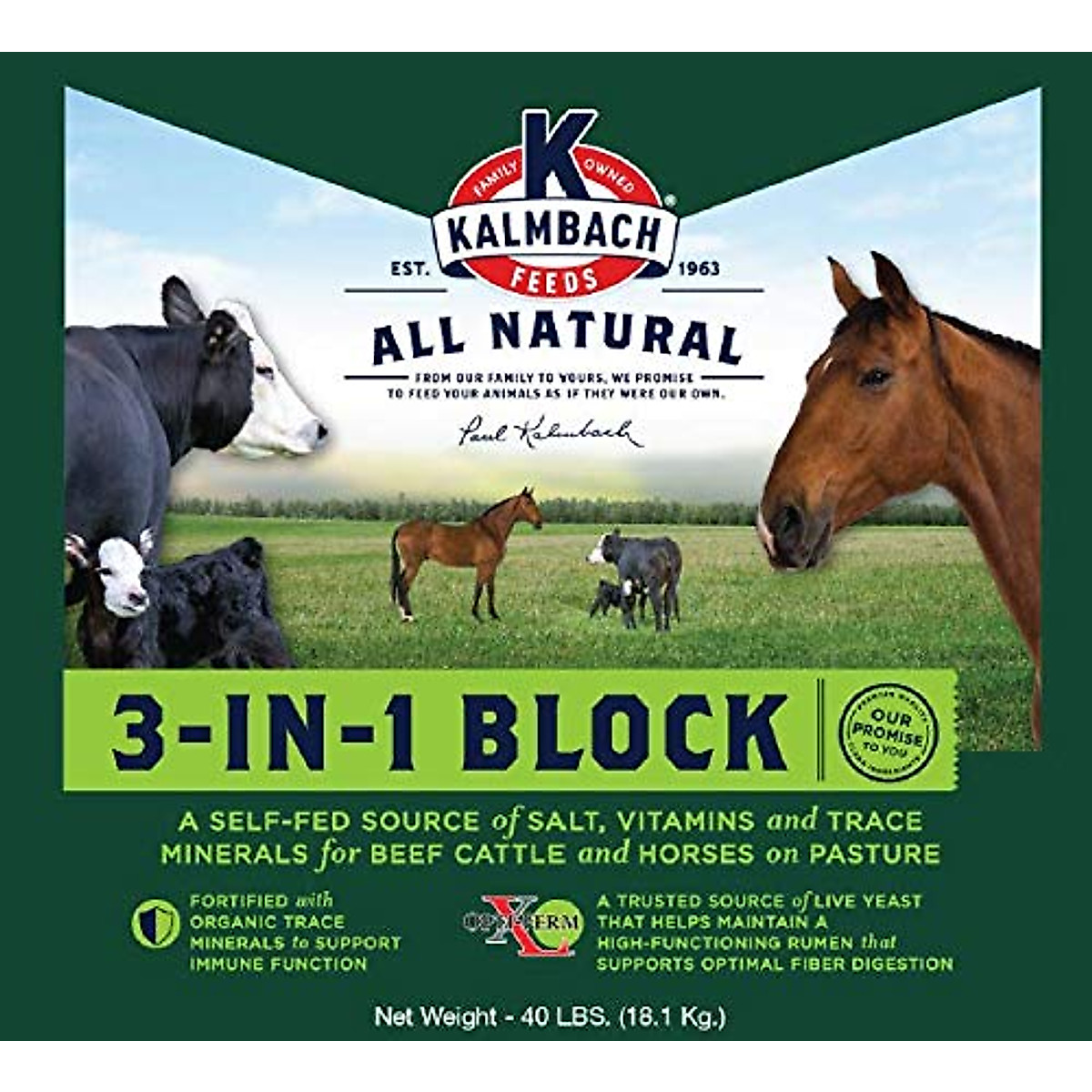 3 in 1 Block for Cattle and Horses, 40 lb