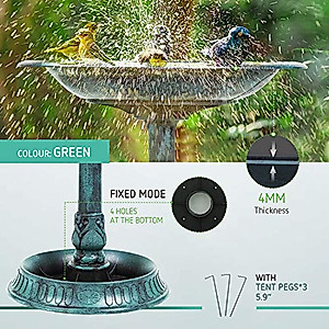 VIVOSUN 2-in-1 Outdoor Garden Bird Bath with Flower Planter Base, Weather-Resistant Garden Décor, 28” High Green