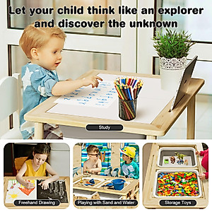 Sensory Table for Toddlers 1-3 - Multifunction Toddler Activity Table with Block Lid & 2 Storage Bin,Sturdy Play Sand Table,Kids Table for Indoor and Outdoor,Christmas and Birthday Gifts