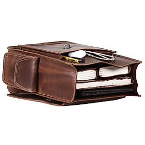 Gratlin 16" Buffalo Leather Backpack for Men | Full Grain Brown Leather Laptop Backpack | Best Backpack Bag for Travel Casual Bookbag Camping Rucksack Daypack Knapsack for Women | Leather Luggage Bags