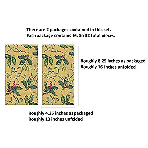 Christmas Hand Towels Sets: Quality Disposable Paper Hand Towels Featuring Beautiful Holiday Themes - 32 Total Holiday Guest Towels Per Set (Esther Gold)