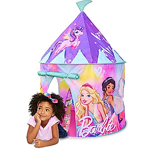 Barbie Pop Up Castle - Dreamtopia Pink Princess Play Tent for Kids | Folds Into Carrying Case - Sunny Days Entertainment