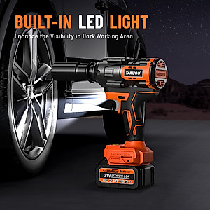 Takuoo 1300N.m(960Ft-lbs) Cordless Impact Wrench High Torque, 1/2" 21V Brushless Impact Gun w/2x 4.0AH Battery Fast Charger, Electric Power Impact Wrench for Truck RV Heavy-duty, 5 Sockets, Tool Box