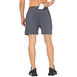 Cakulo Men's 5 Inch Running Tennis Shorts Quick Dry Athletic Workout Active Gym Training Soccer Shorts with Pockets Liner Grey S