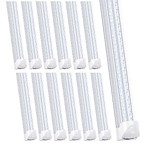 SOMLIGHT 8FT Led Shop Lights,Linkable LED Tube Light Fixture, 120W 14400LM 4 Rows LED, V Shape, Fluorescent Tubes Lights Replacements for Garage Warehouse, Plug and Play,(12-Pack)