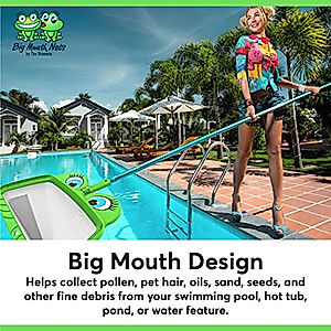 Effortlessly Clean Your Pool with The Skimmie Ms. Frog Large Leaf Rake - 20" Wide Big Mouth Pool Skimmer Net for Above Ground and In Ground Pools, Spa Hot Tubs, and Ponds