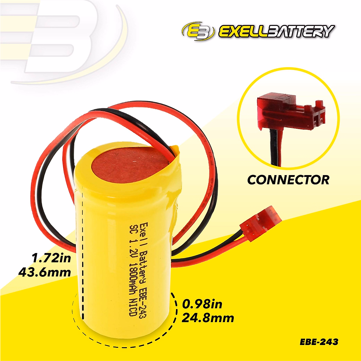 (2-Pack) 1.2V 1800mAh Emergency/Exit Lighting Battery Fits and Replaces Lithonia ELB0320, Lithonia ELB1P201NB, ANIC1493, Lithonia 1009S00-MZ