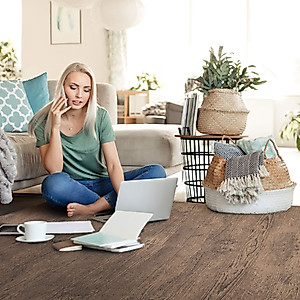 We Sell Mats Forest Floor Farmhouse Collection 3/8 Inch Thick Printed Wood Grain Mats, 24 in x 24 in, Barnwood Brown