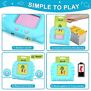 Talking Flash Cards for Toddler 1 2 3 4 Year Old Gifts, Learning Toys for Toddlers 2-4 Years, Sensory Toys for Kids with Autism, Speech Therapy Toys, Montessori Toys, 224 Sight Words Flash Cards