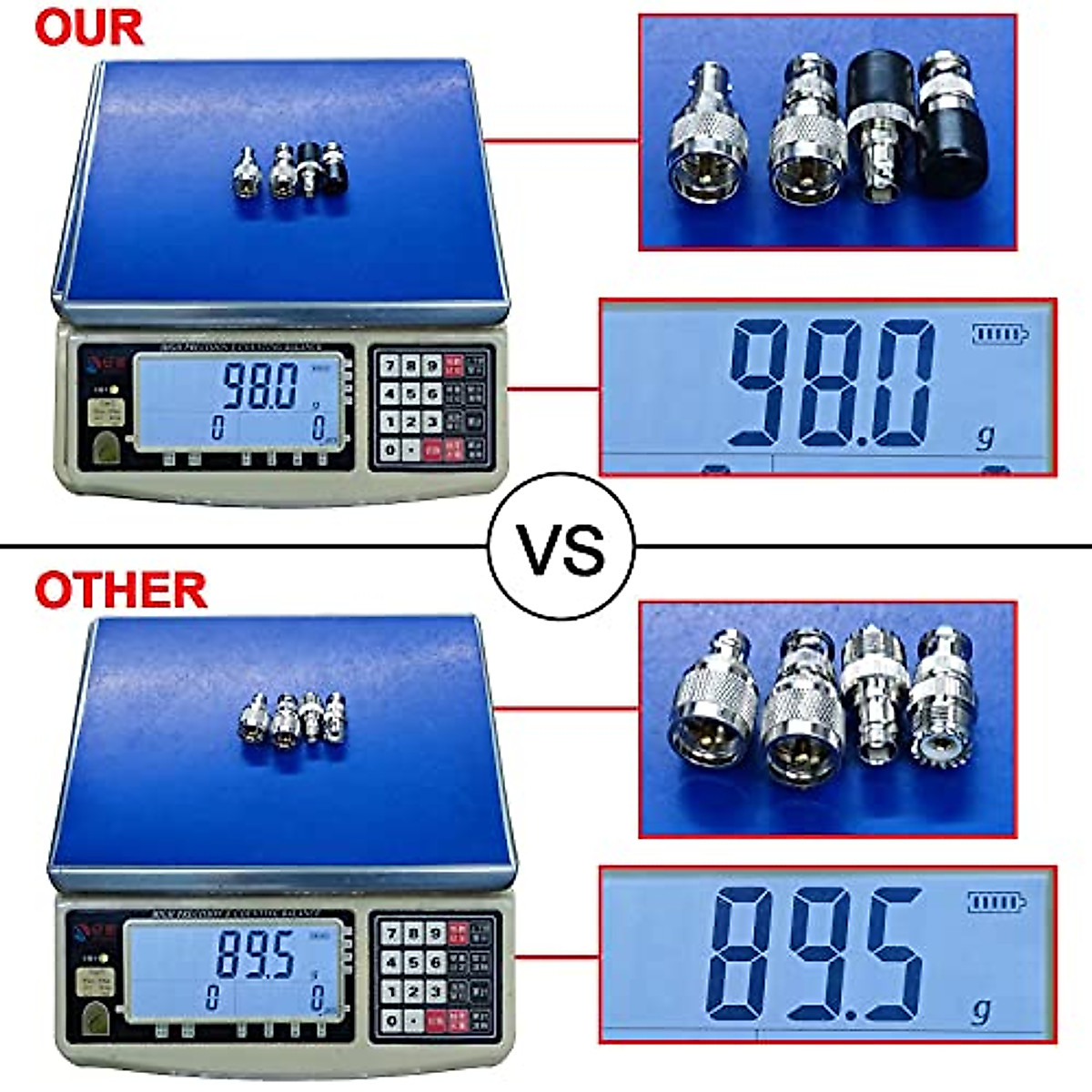 CB Radio Antenna Upgraded Adapter Kit Optimized VSWR BNC to UHF Adapter Male Female 4 Type RF Connector Kit Coax Coaxial BNC UHF Radio Adapter for CB Antenna Radio BNC Antenna Handheld CB Aerial